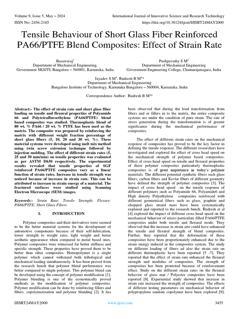 Tensile Behaviour of Short Glass Fiber Reinforced PA66/PTFE Blend ...