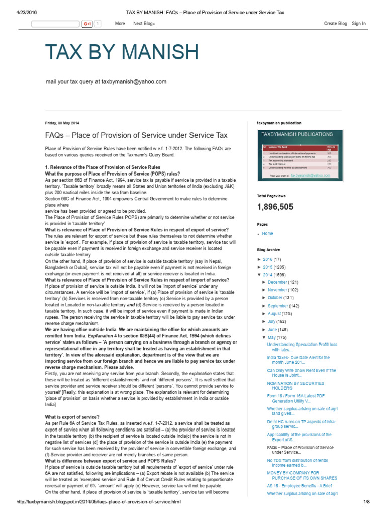 Place of Provision of Service | PDF | Taxes | Banks