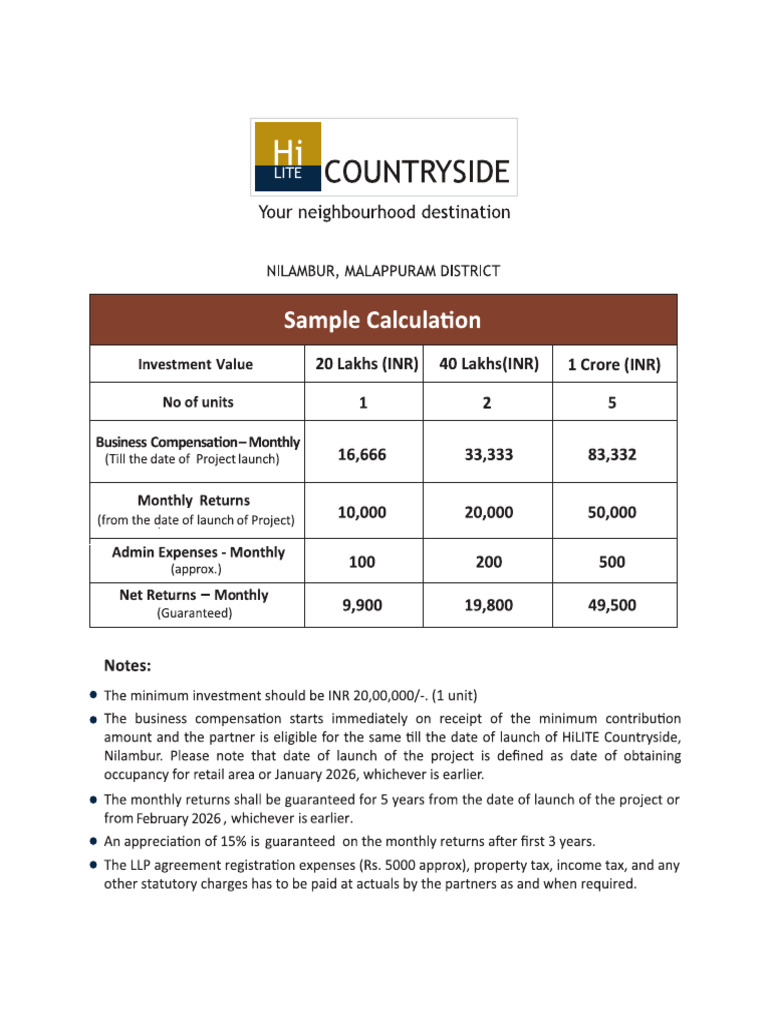 HiLITE Countryside Sample Calculation Nilambur (1) | PDF
