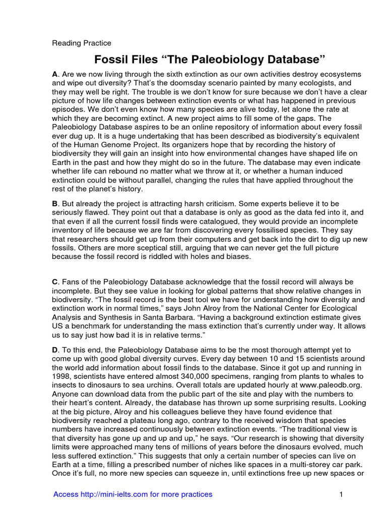 fossil-files-the-paleobiology-database | PDF | Biodiversity | Extinction