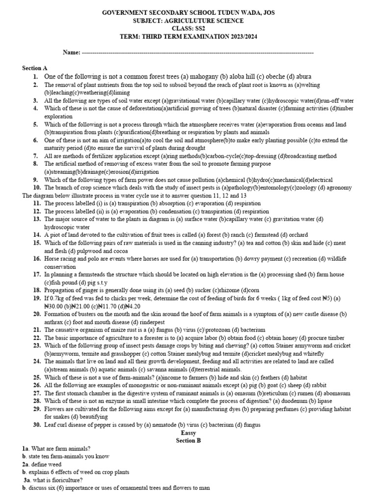 Exams Questions | PDF | Soil | Water