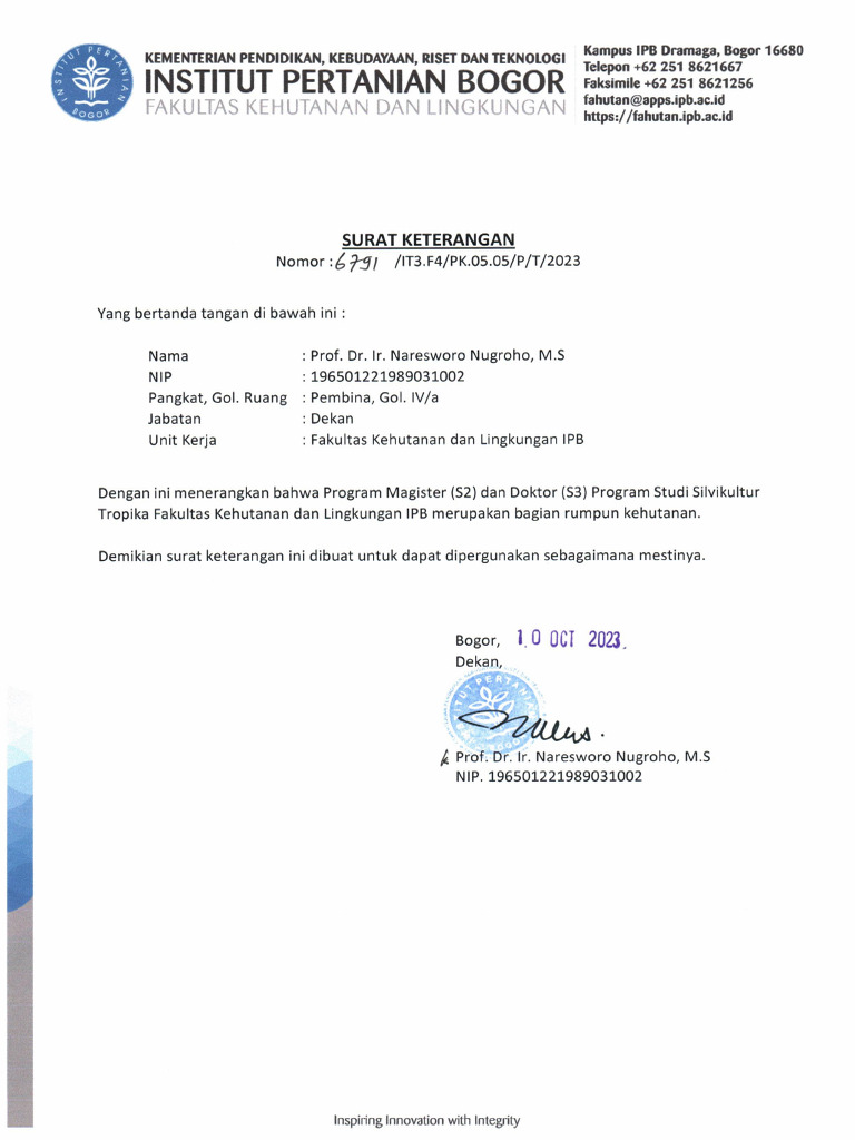 Surat Keterangan SVK Bagian Rumpun Kehutanan | PDF