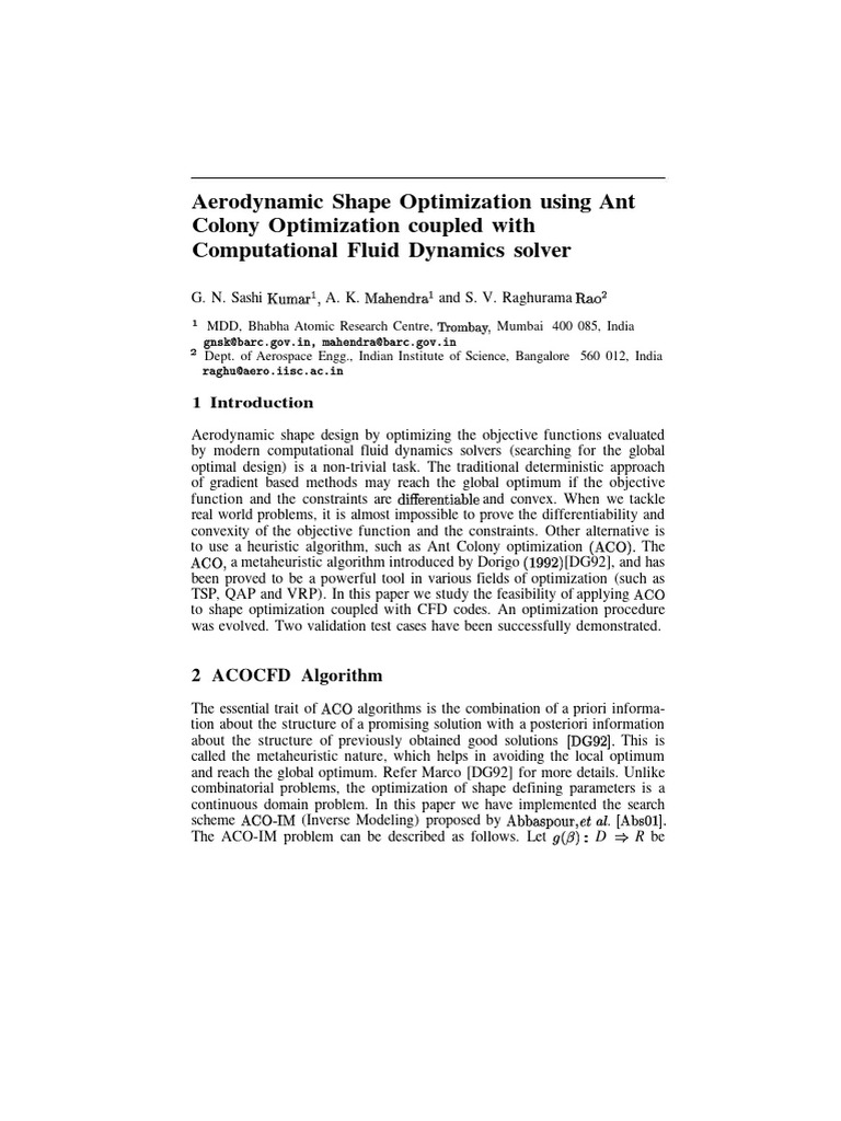 Aerodynamic Shape Optimization Using ACO & CFD | PDF | Mathematical ... Aerodynamic Shape Optimization Using ACO & CFD | PDF | Mathematical ...