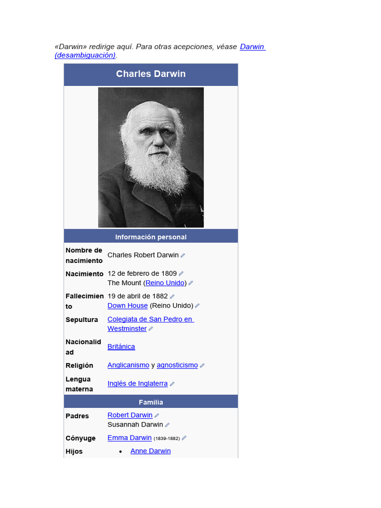 Todo lo relacionado a charles Darwin. Guia completa | PDF | Charles ...