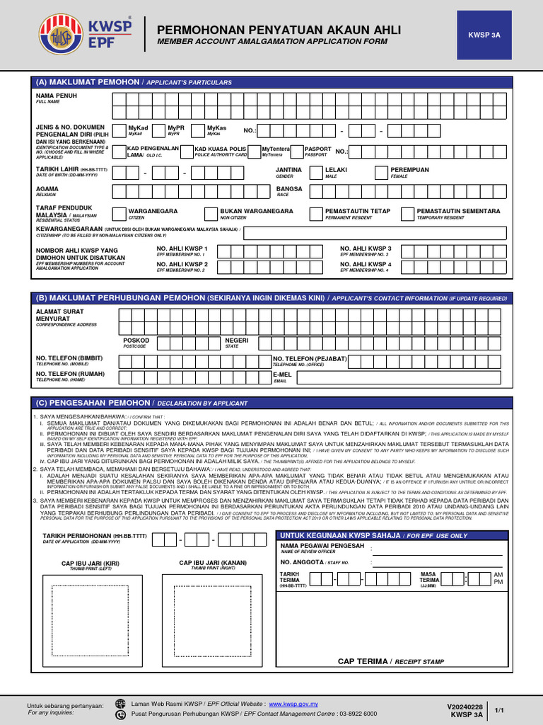 Form KWSP 3A BI | PDF