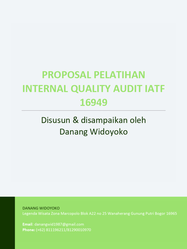Proposal IQA Utk Kiyokuni Indonesia | PDF