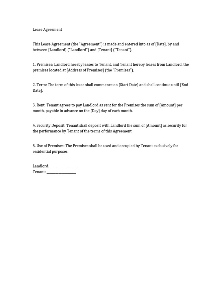 Lease Agreement | PDF | Business | Finance & Money Management