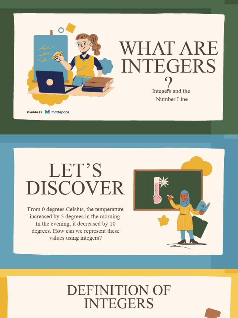 Integers and Number Lines Education Presentation in Green Cream Yellow ...