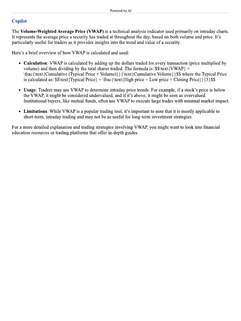 Volume-Weighted Average Price (VWAP) | PDF