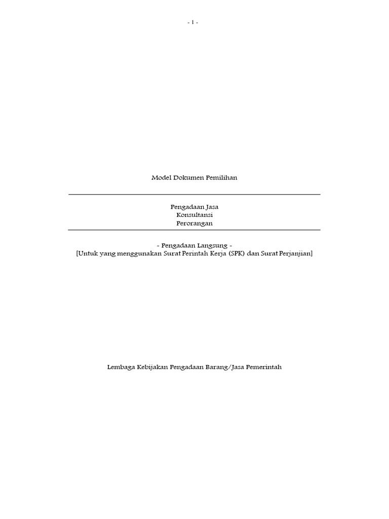 Model Dokumen Pemilihan - Jasa Konsultansi Perorangan | PDF | Bisnis ...