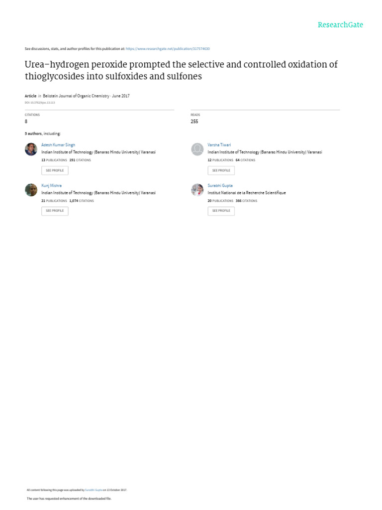 Urea-Hydrogen Peroxide Prompted The Selective and | PDF | Thin Layer ...