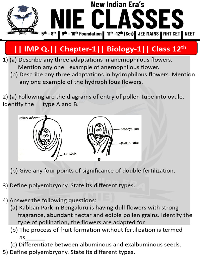 IMP BIO Ch1 | PDF | Seed | Flowers