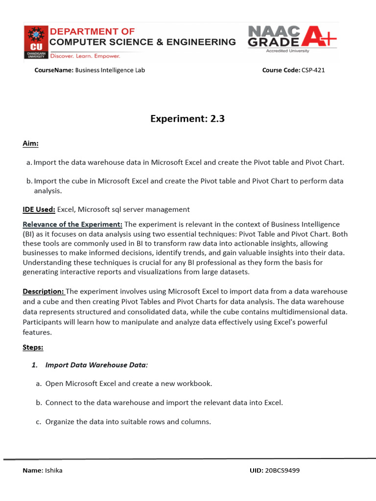 Ishika_BI Lab_Exp 7 | Download Free PDF | Microsoft Excel | Data Ishika_BI Lab_Exp 7 | Download Free PDF | Microsoft Excel | Data