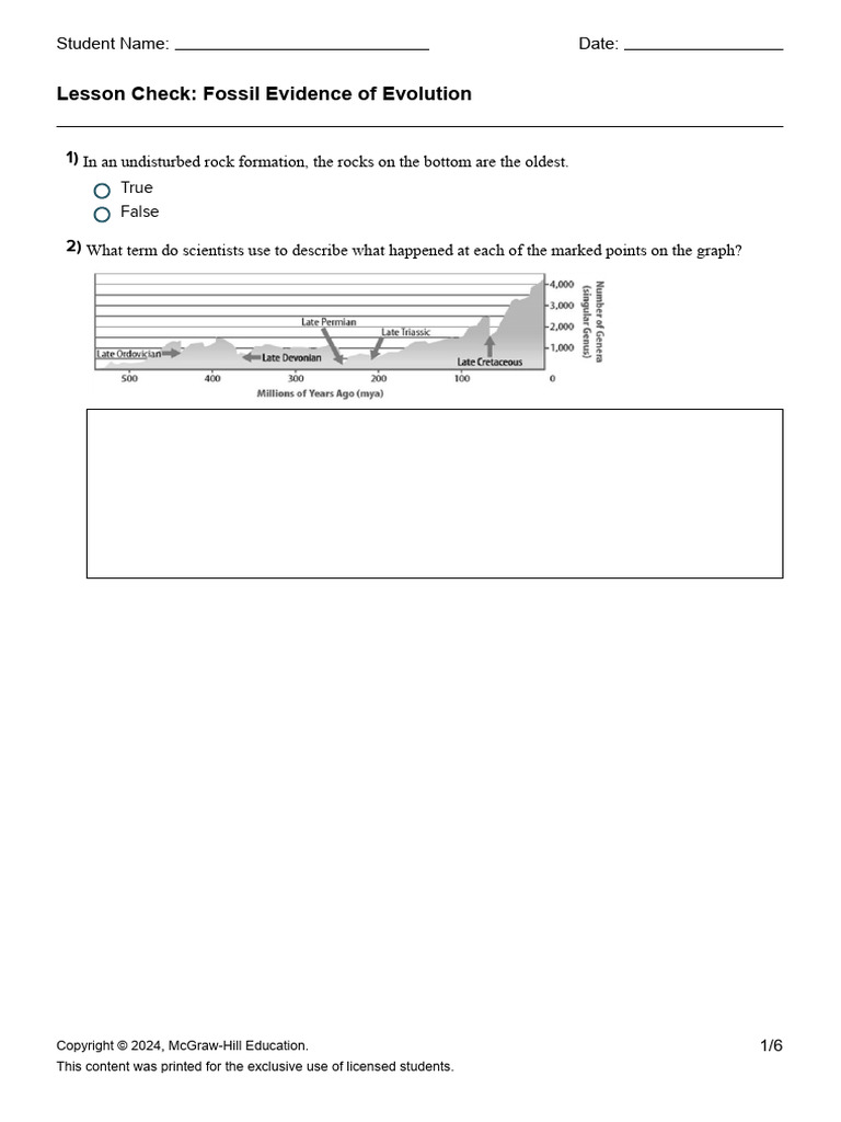 Lesson Check_ Fossil Evidence of Evolution | PDF | Fossil | Evolution