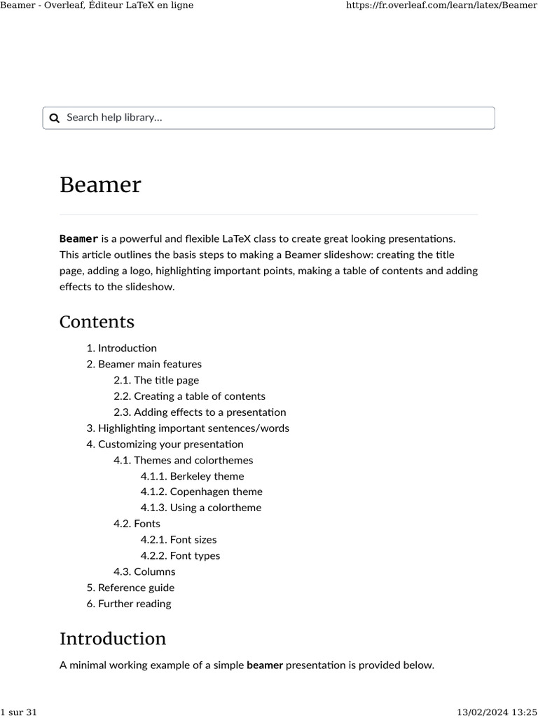 Beamer Presentation Guide | PDF | Typography | Publishing