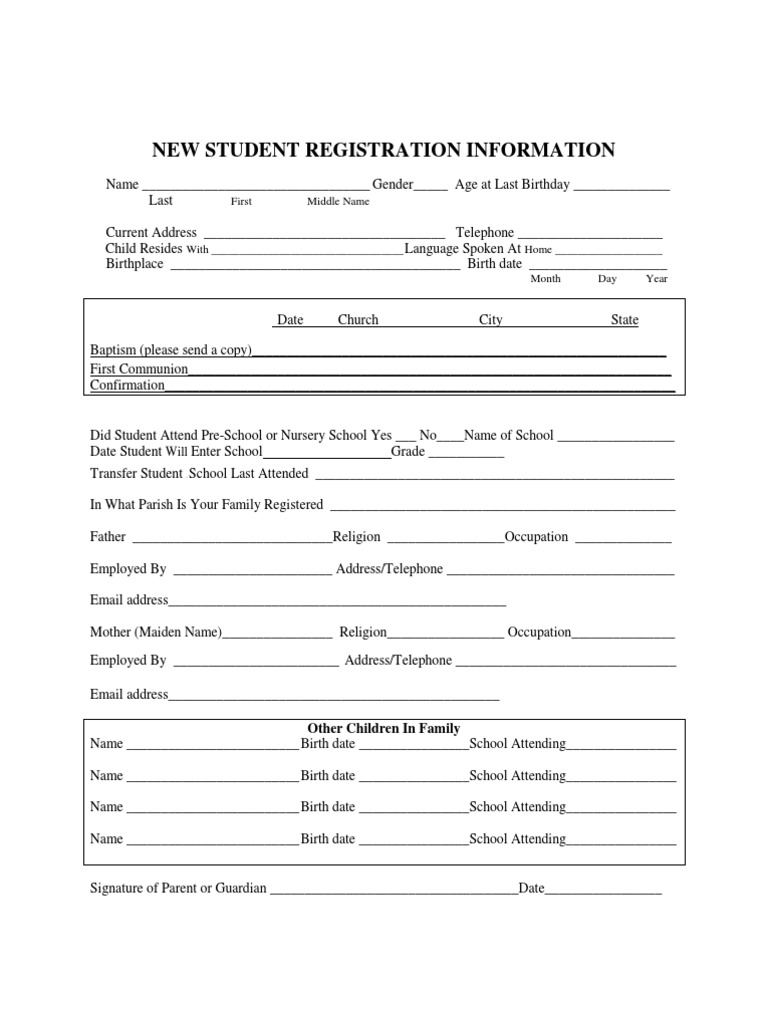 New Student Registration Form | PDF | Social Institutions | Social Science