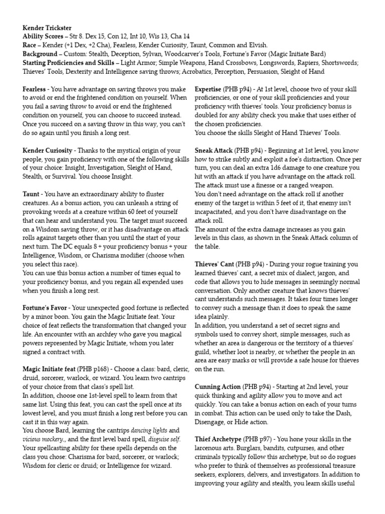 Kender Trickster | PDF | Dungeons & Dragons | Gary Gygax Games