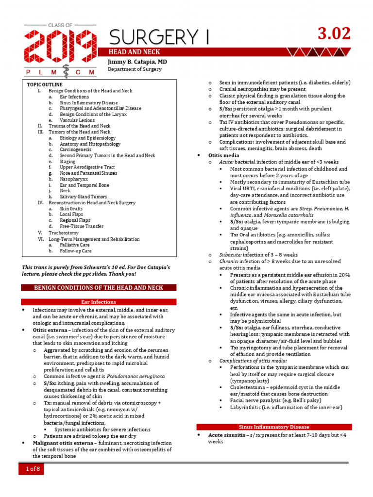 Benign Head and Neck Conditions | PDF | Medical Specialties | Diseases ...