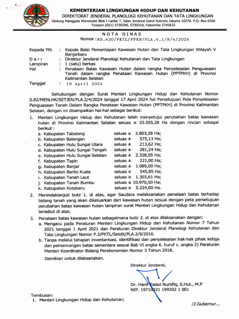ND.420 Pktl-Perintah Tata Batas Kalsel | PDF