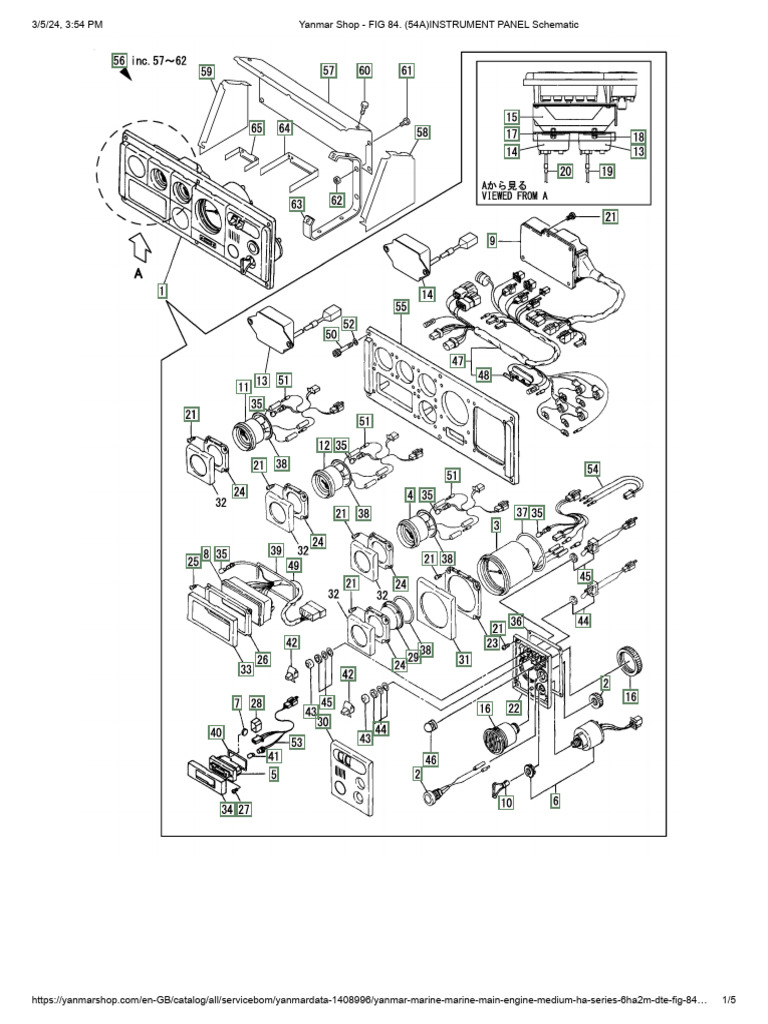 Yanmar Shop - FIG 84. (54A) INSTRUMENT PANEL Schematic | PDF ...