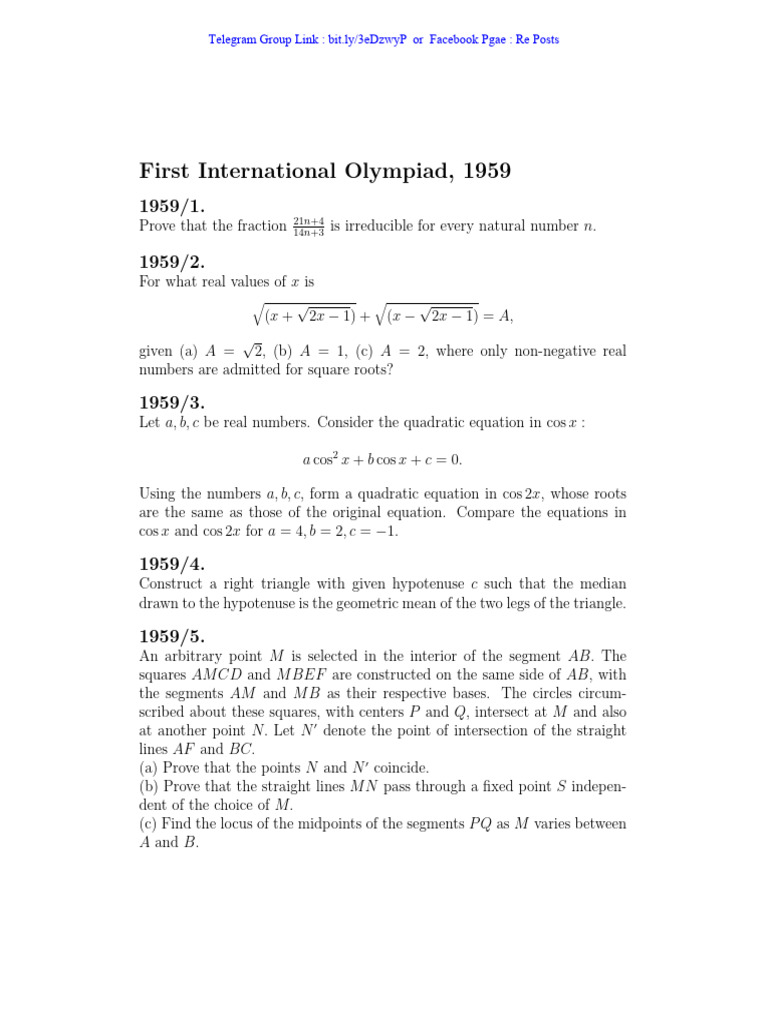 Imo 1959-2020 | PDF | Circle | Triangle