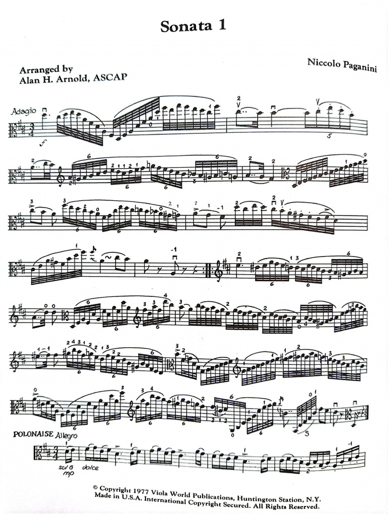 Paganini - 6 Sonata Books 1 - Viola | PDF