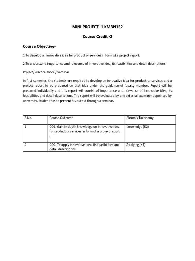 Mini Project Report 1 Guidelines Pdf Master Of Business Administration Business 