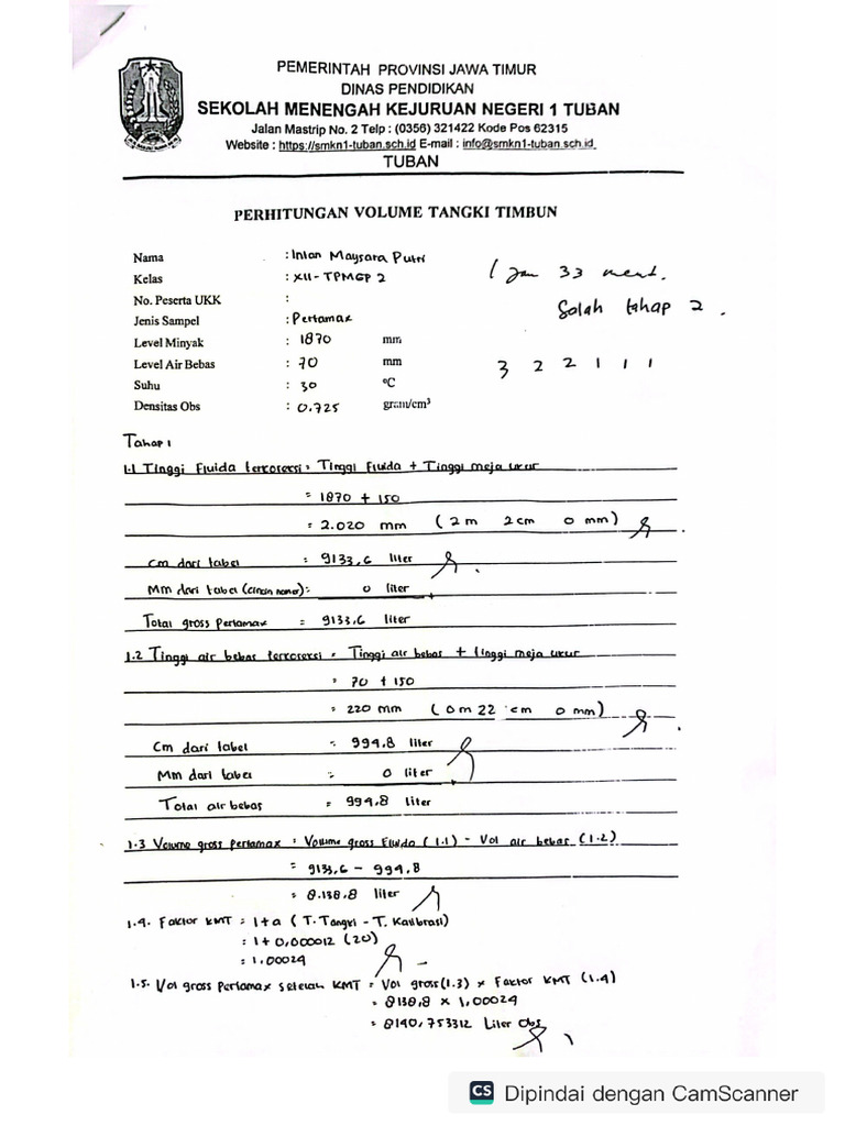 Perhitungan UKK Internal Intan | PDF