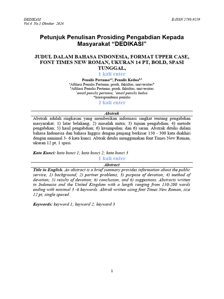 Template Prosiding Dedikasi - Genap23-24 | PDF