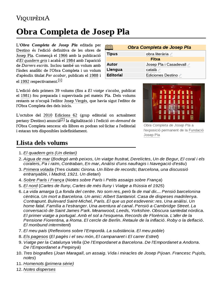 Obra Completa de Josep Pla | PDF