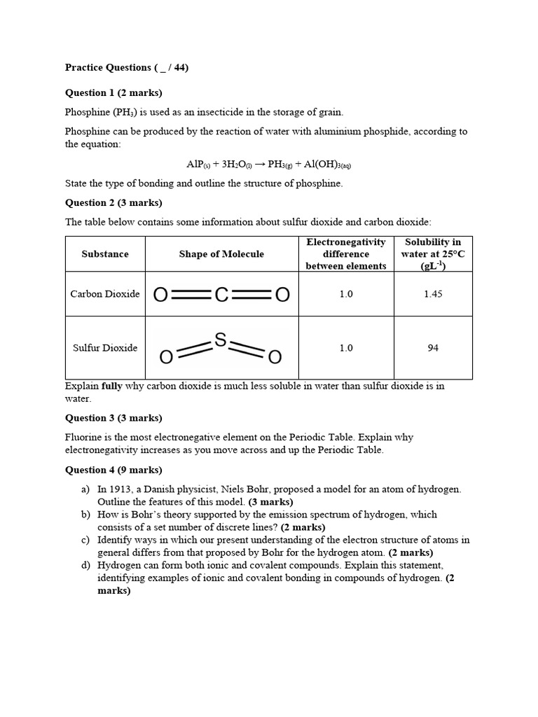 Module 1 Test | PDF | Chemical Substances | Hydrogen