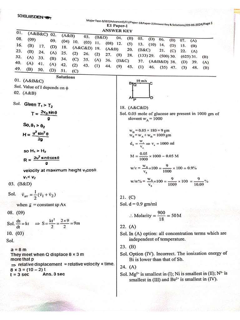 Jee Advanced Ans Key Pdf