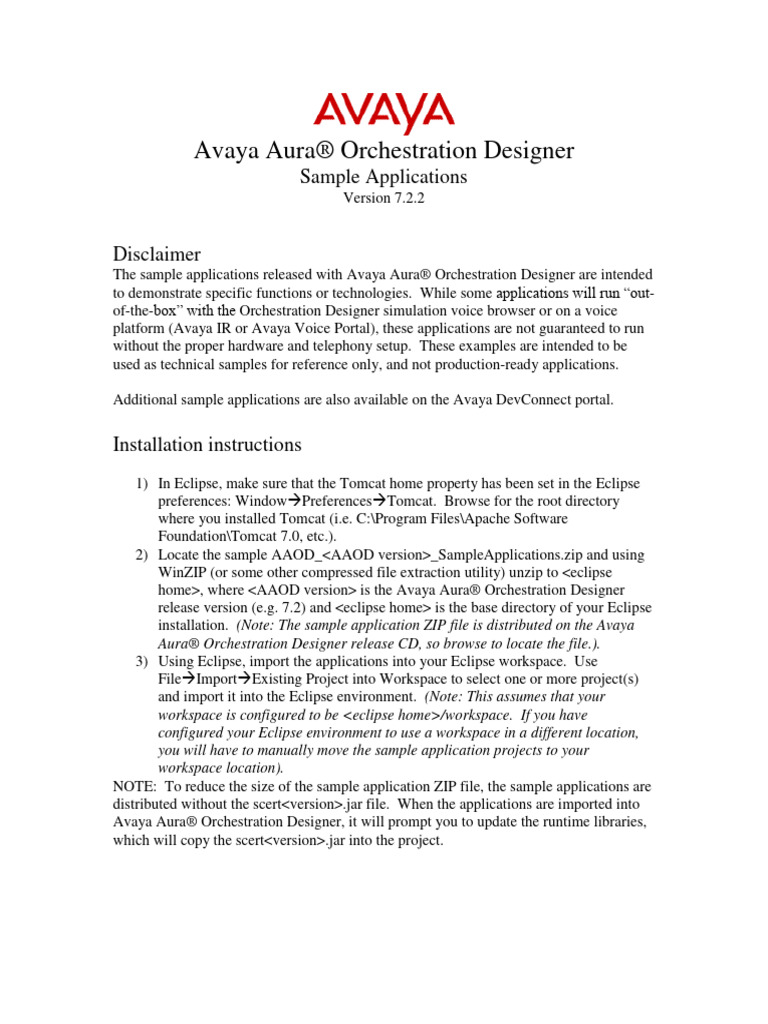 AOD_SampleApplications_Installation | Download Free PDF | Eclipse (Software) | Zip (File Format)