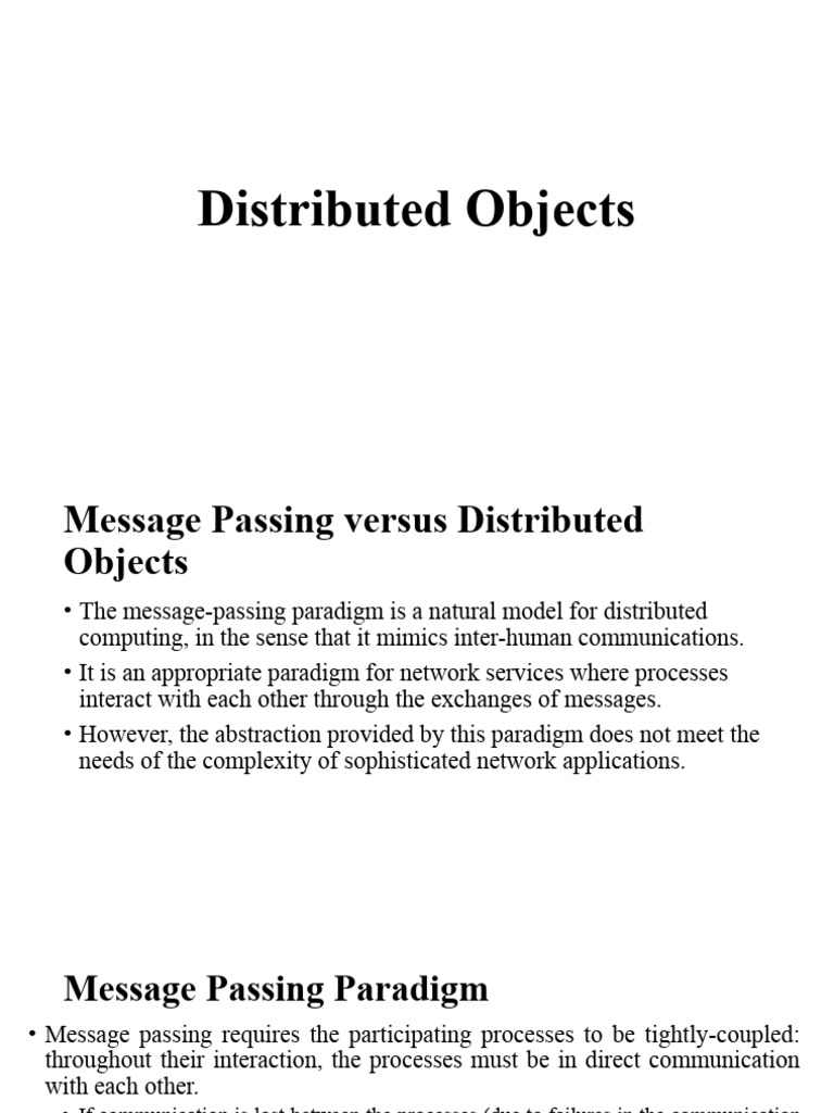 Lecture 11 Distributed Objects Pdf Message Passing Object Computer Science 4971