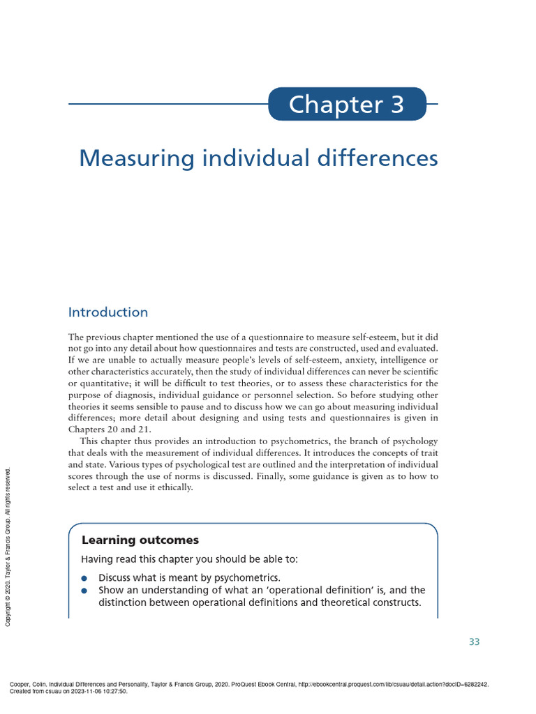 Individual Differences and Personality - (3 Measuring Individual Differences) | PDF ...