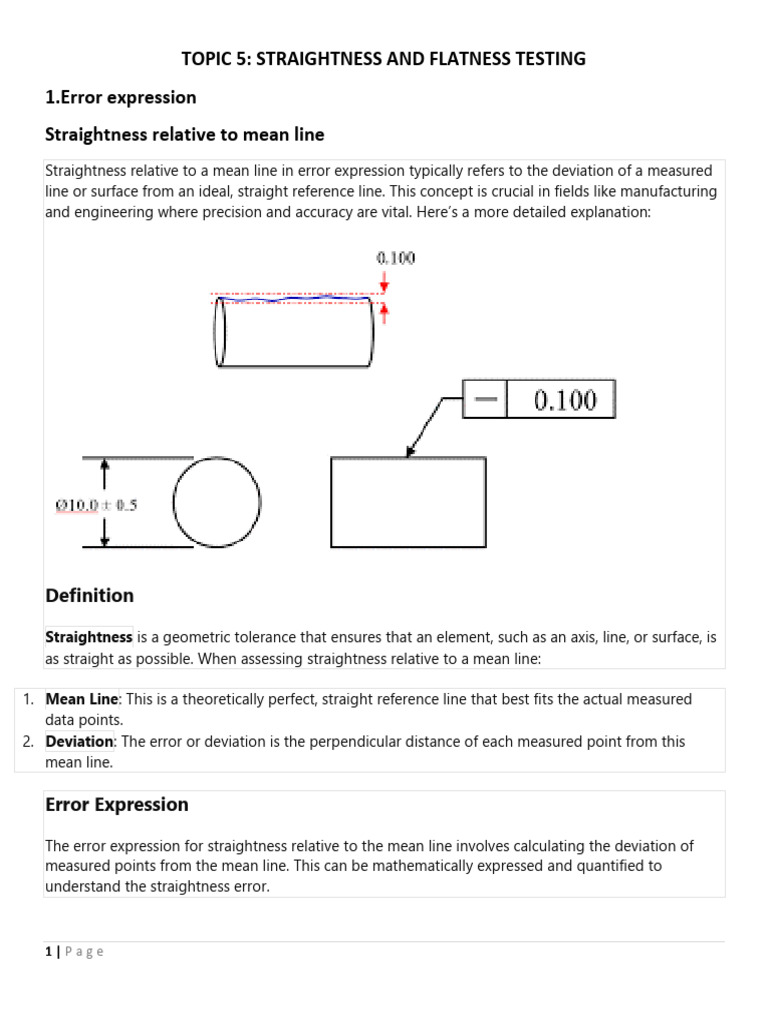 Topic 5 Straightness and Flatness Testing | PDF | Calibration ...