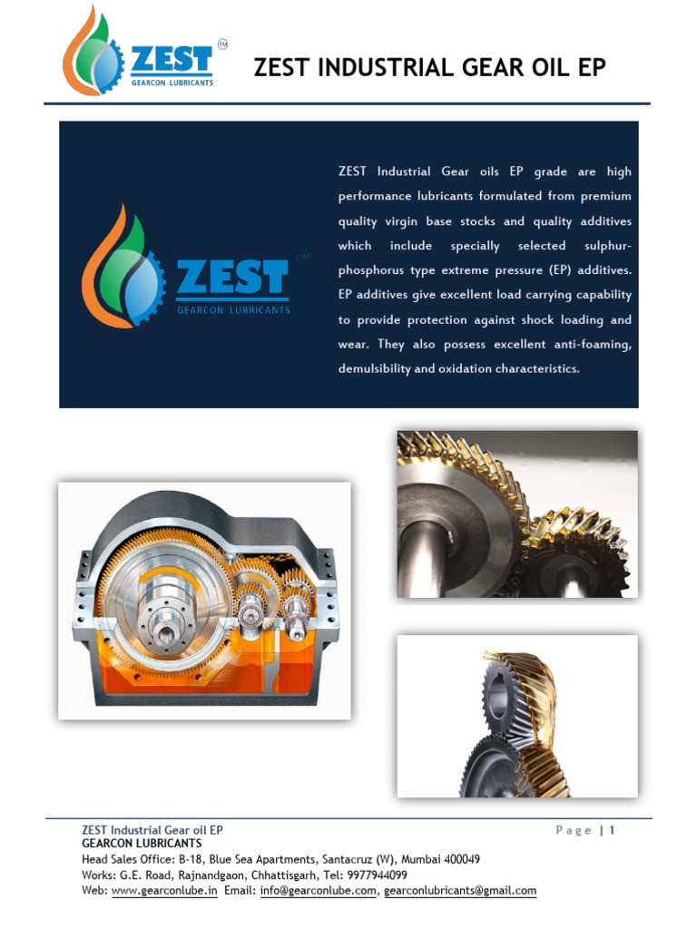 PDS - Zest Industrial Gear Oil EP | PDF | Gear | Lubricant