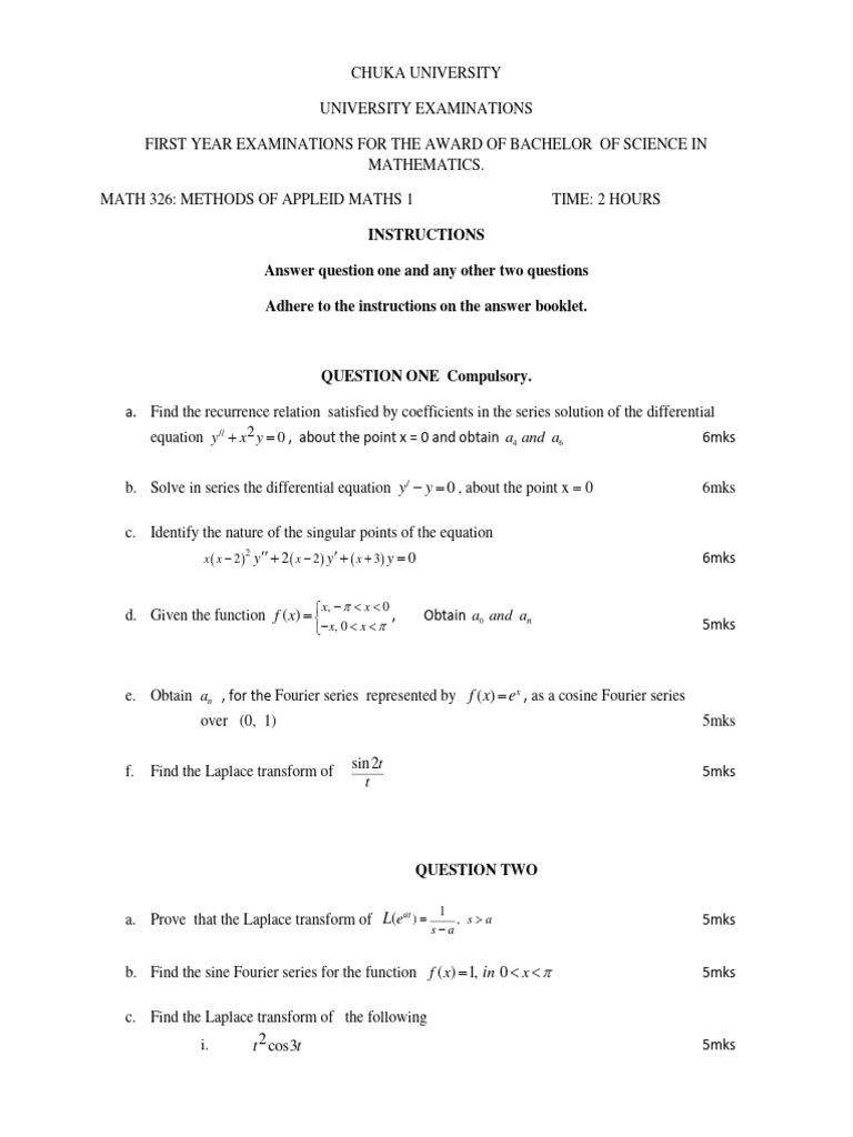 Math 326 Exam Print | PDF | Fourier Series | Fourier Transform