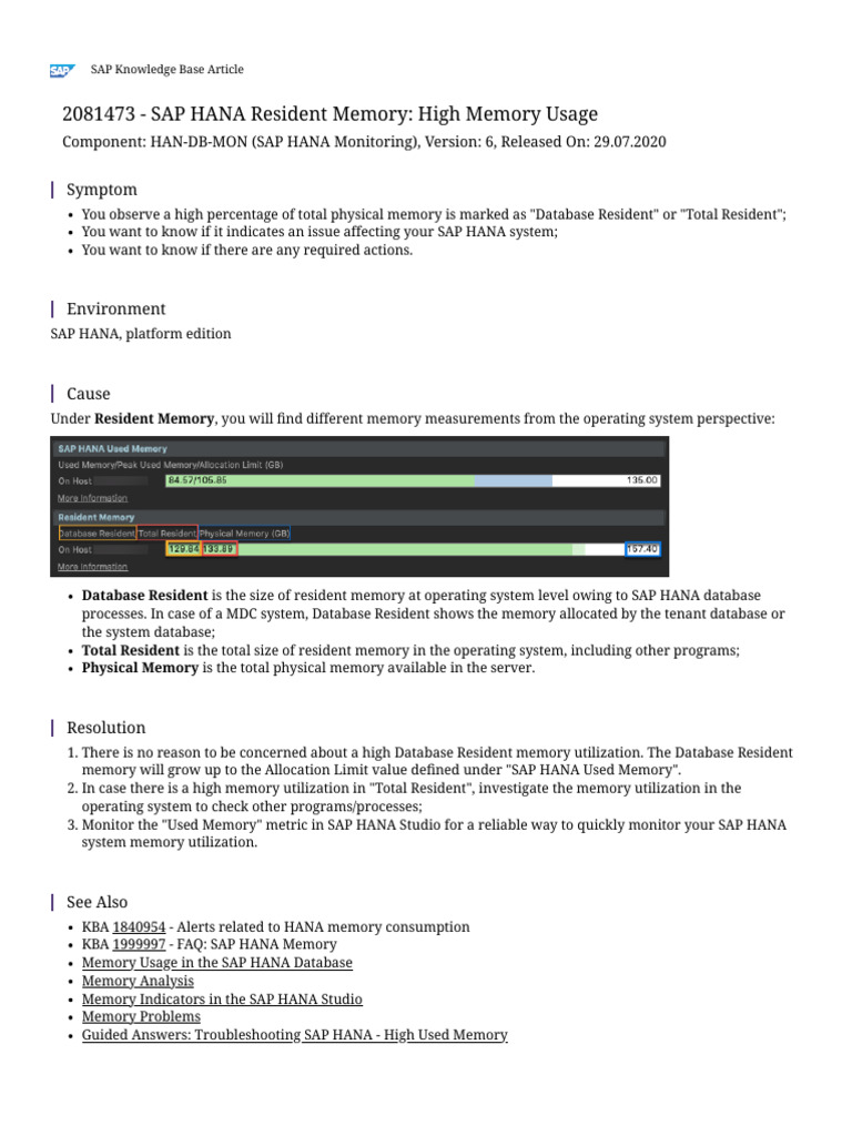 Resident Memory | PDF | Databases | Operating System