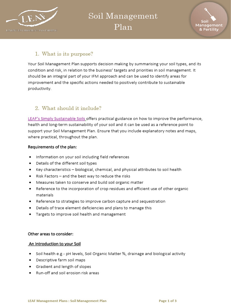 Soil Management Plan | PDF | Soil | Carbon Sequestration