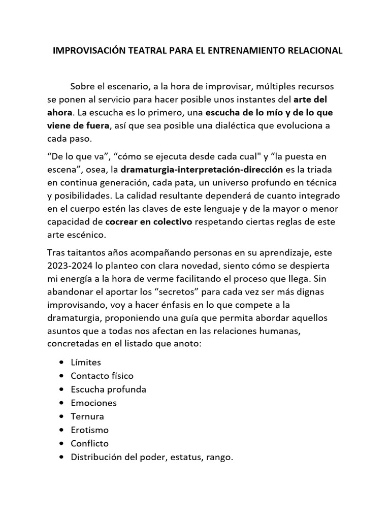Improvisación en Relación | PDF