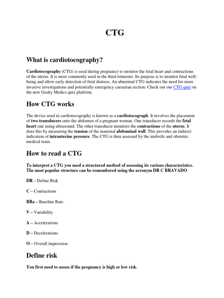 What Is Cardiotocography?: CTG Quiz | PDF | Pregnancy | Heart Rate