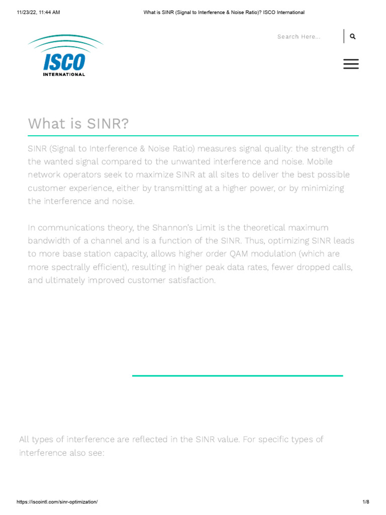 What Is SINR (Signal To Interference & Noise Ratio) - ISCO ...