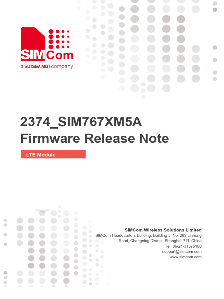 2374 - SIM767XM5A Firmware Release Note | PDF | Software | Computer Science