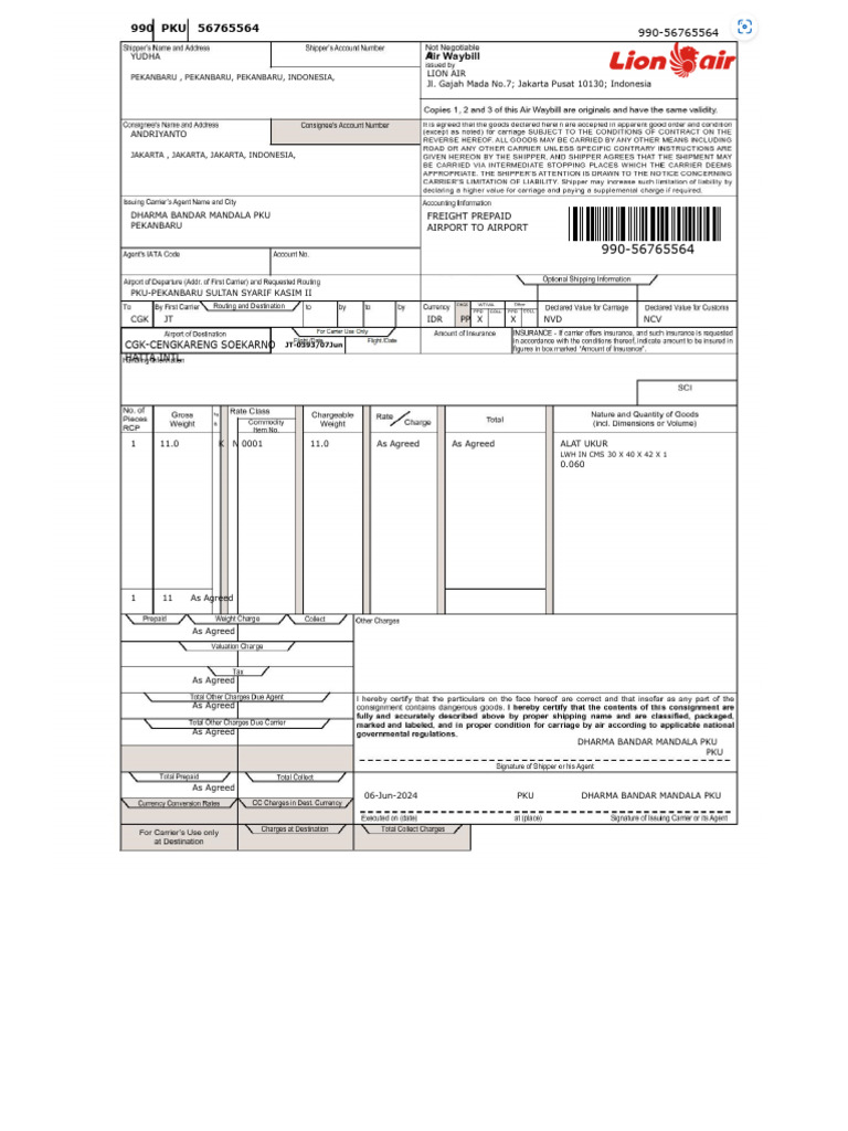 AWB No - 990-56765564 | PDF