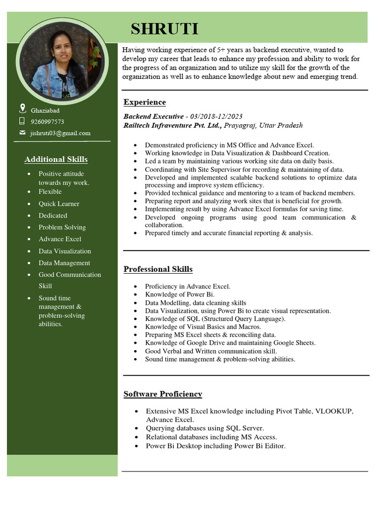Shruti Resume | PDF | Microsoft Excel | Microsoft Access