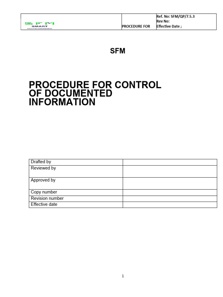 SFM Procedure For Document Control | PDF | Backup | Information