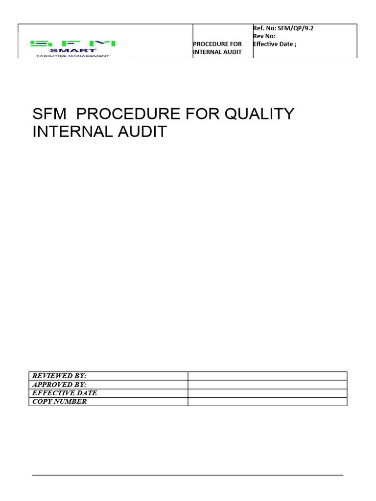 SFM Procedure For Internal Audit | PDF | Audit | Auditor's Report
