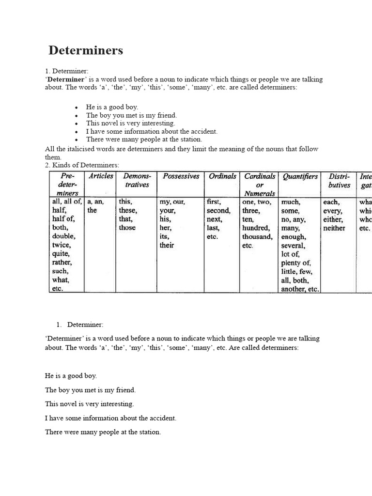Determiners 2 | PDF | Noun | Adjective