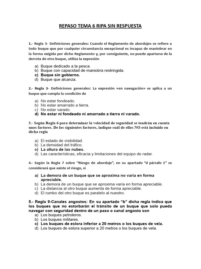 Repaso Tema 6 Ripa Sin Respuesta | PDF | Barlovento y sotavento | Mar